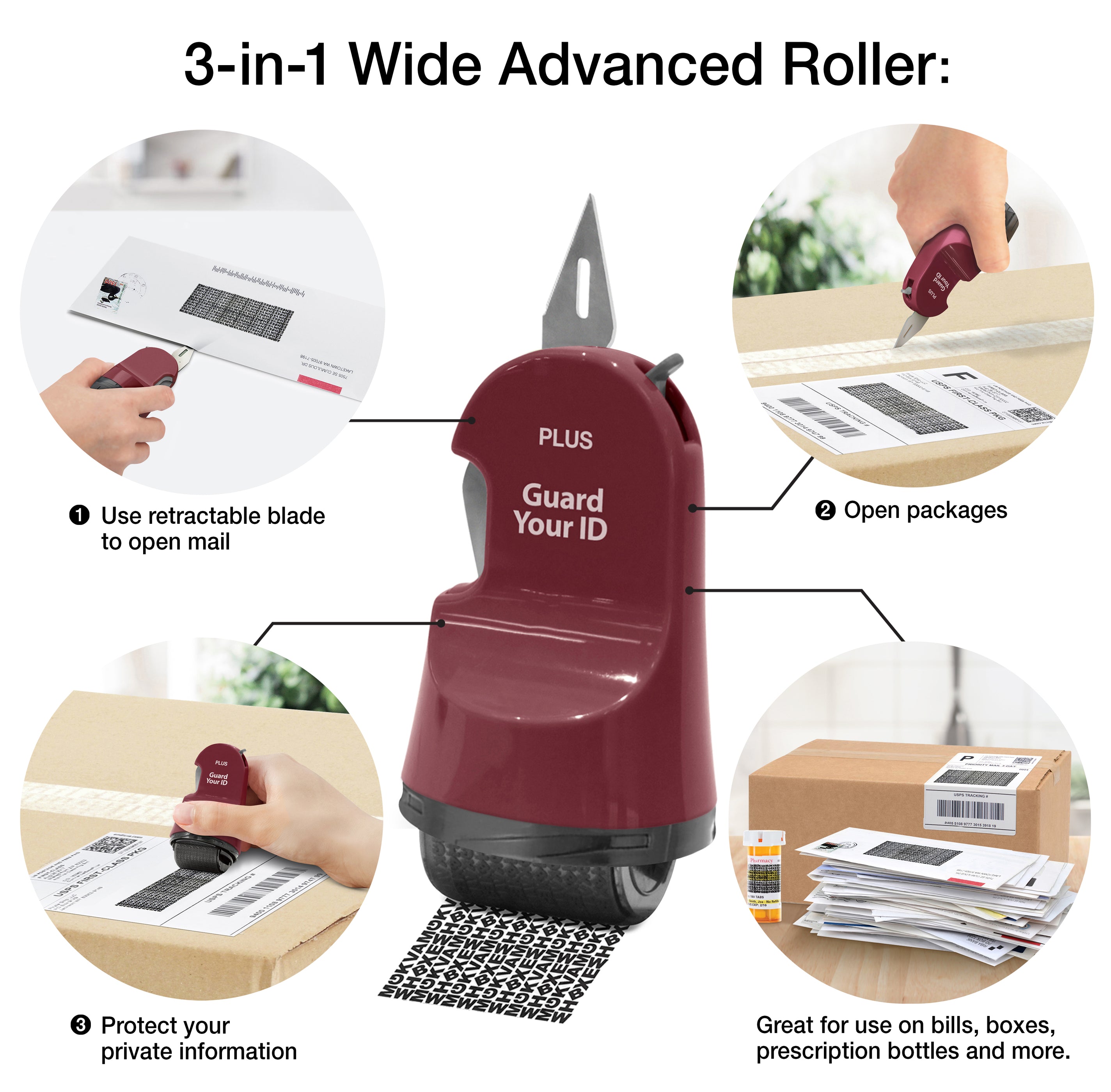 Guard Your ID 3-in-1 WIDE Privacy Roller 3-Pack | Built-In Opener