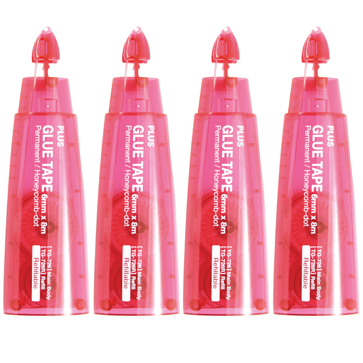 PLUS TG‑726 Pink Extra‑Thin Permanent Glue Tape – 4 Pack Refill — PLUS ...